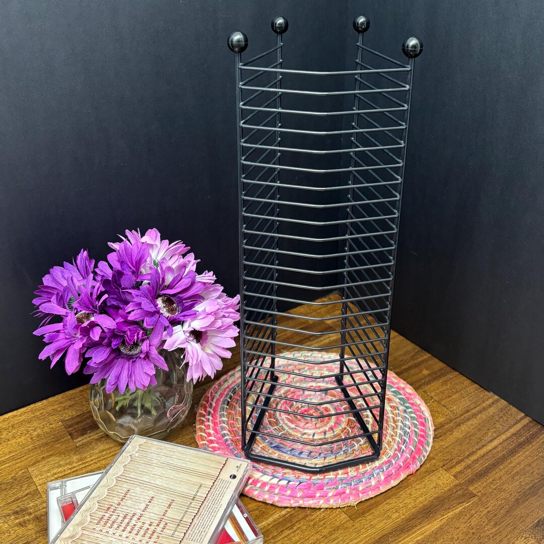 Large Black Metal Vintage CD Stand, 21-disc CD Holder, Retro Organizer ...