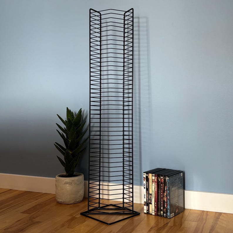 Large Vintage Black Metal Rack for Dvds and Video Games, Sturdy ...