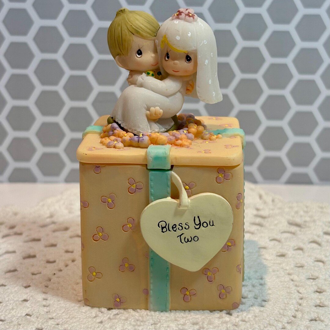 Precious Moments Resin Jewelry Box - Bride and Groom Embracing on Gift ...