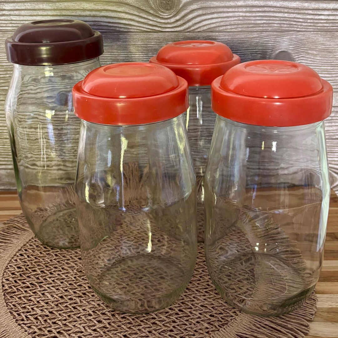 Carlton Glass USA Vintage Glass Jars - 1.5L & 2L Storage Jars With ...