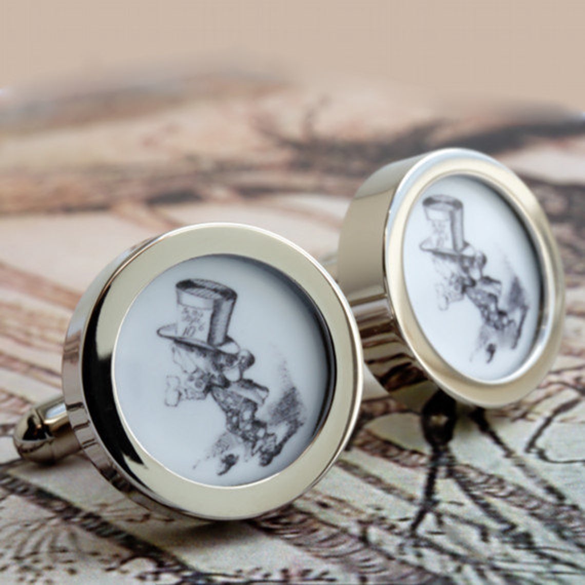 Mad Hatter Cufflinks Alice in Wonderland Accessories for Men, Mad ...