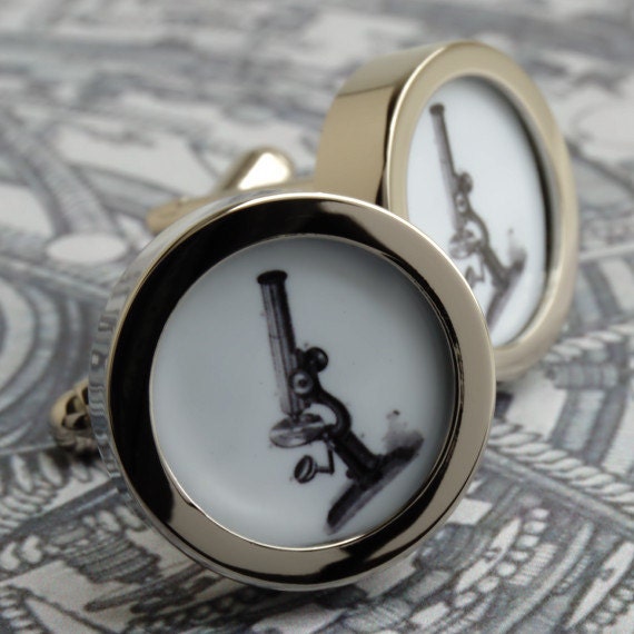 Microscope Cufflinks Victorian Science Accessories - Etsy
