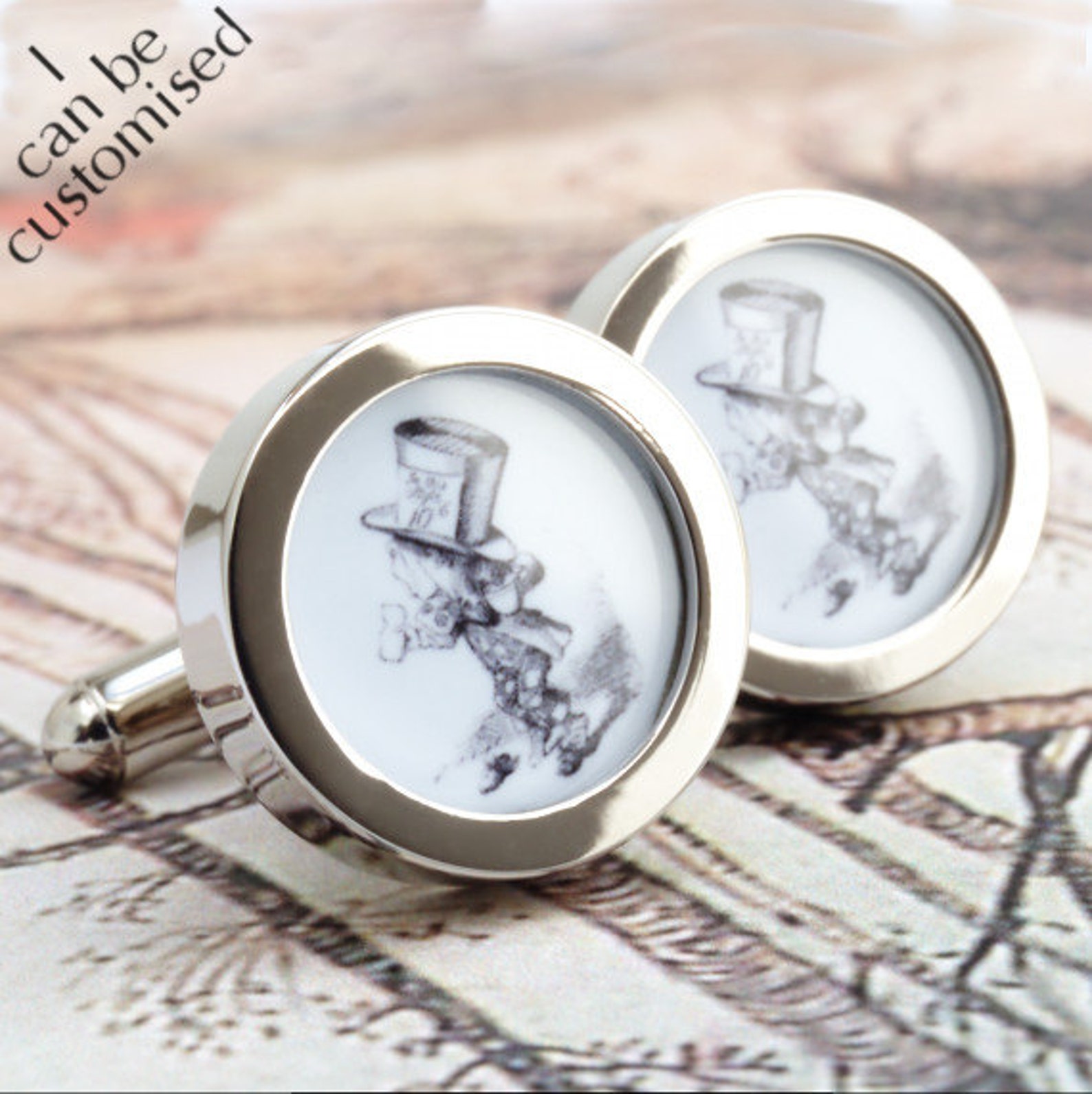 Mad Hatter Cufflinks Alice in Wonderland Accessories for Men, Mad ...