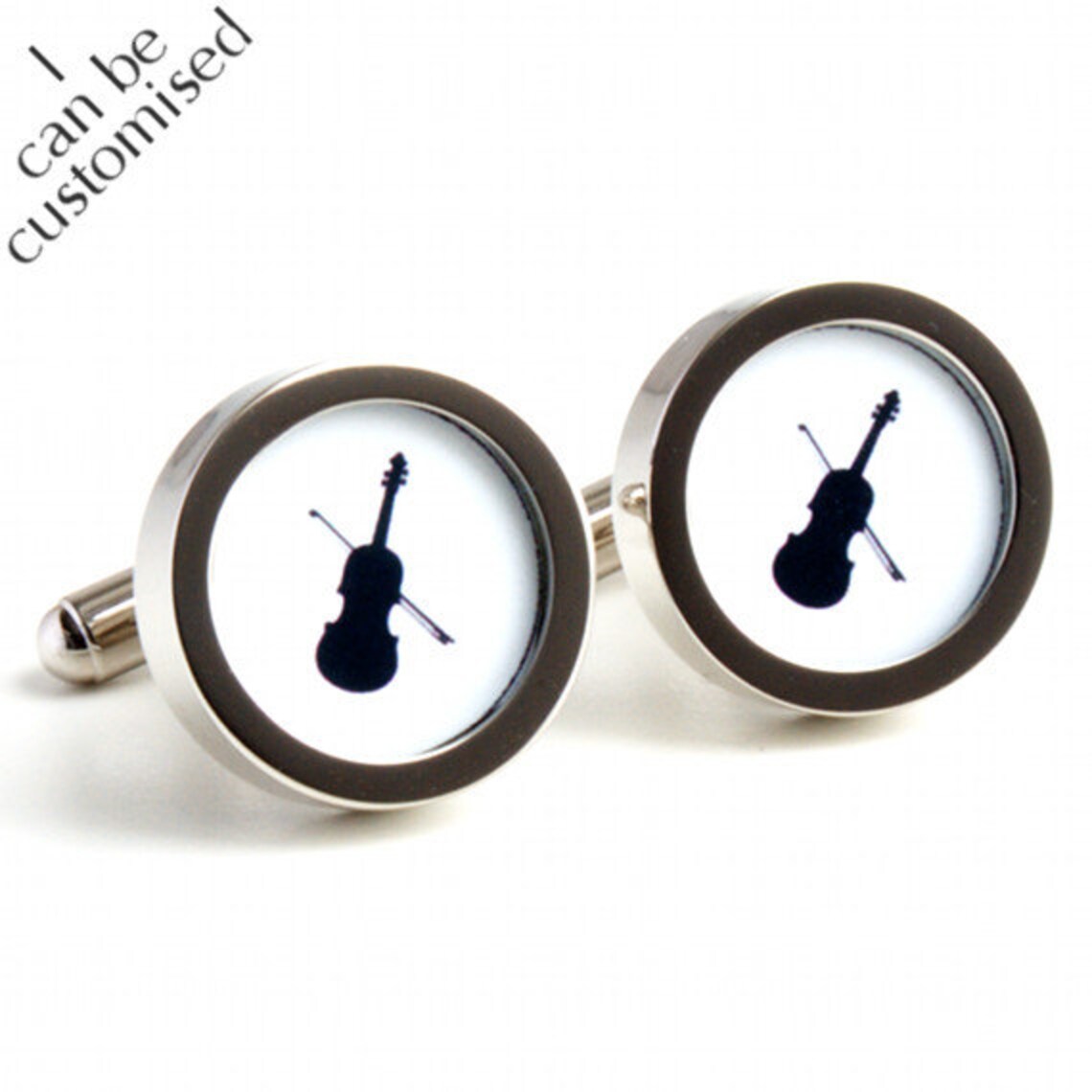 Violin Cufflinks in Black and White Silhouette PC260 - Etsy