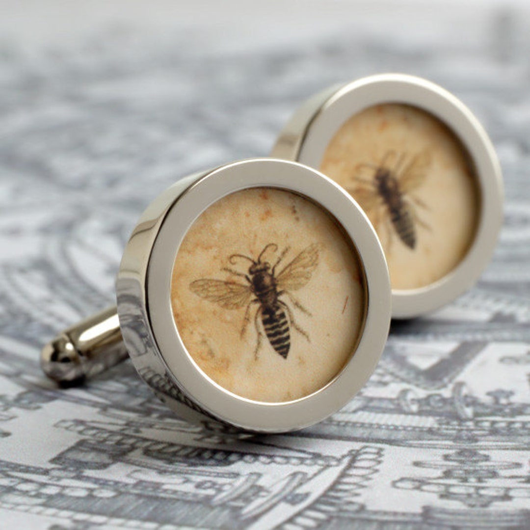 Bee Cufflinks Vintage Steampunk Illustration Insect Cufflinks Honey Bee ...