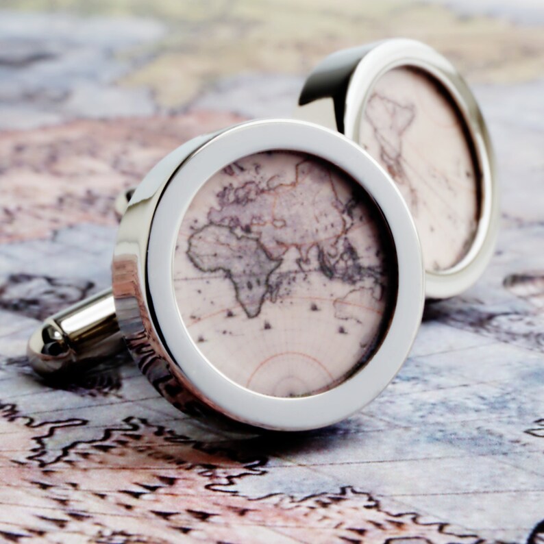Vintage Map Cufflinks an Old World Vintage Map of the World PC581 - Etsy