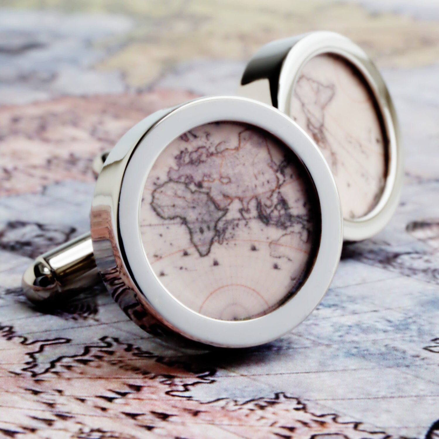 Vintage Map Cufflinks an Old World Vintage Map of the World PC581 - Etsy