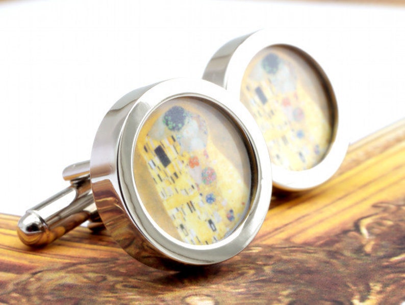 Klimt's the Kiss Cufflinks Fine Art Cufflinks in the Art - Etsy