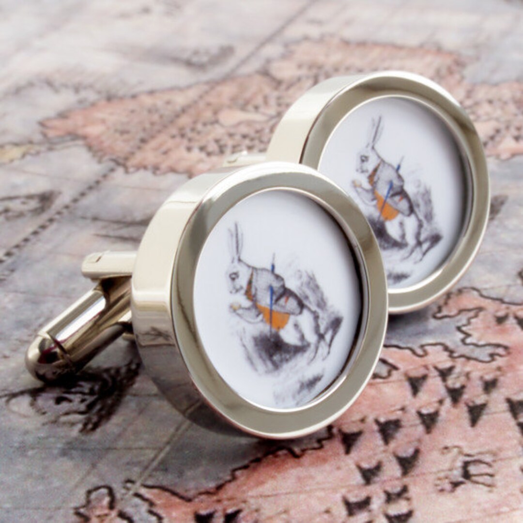 White Rabbit Cufflinks Alice in Wonderland Accessories for Men, Alice ...