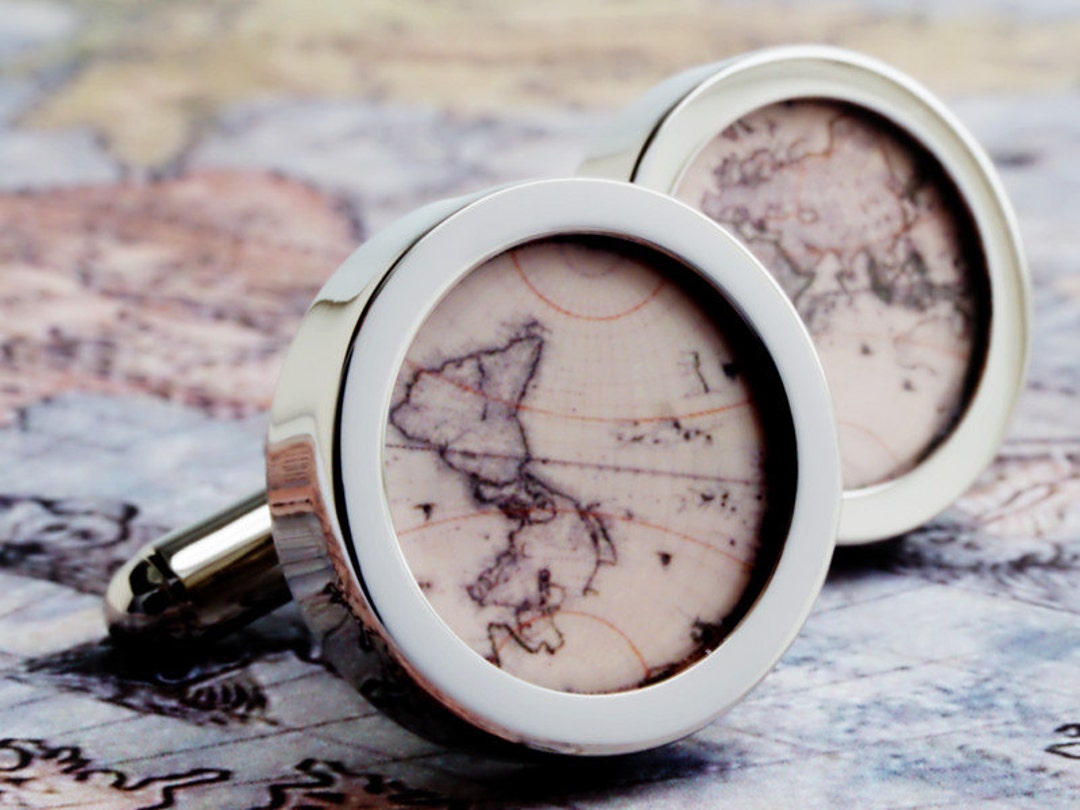 Vintage Map Cufflinks an Old World Vintage Map of the World PC581 - Etsy