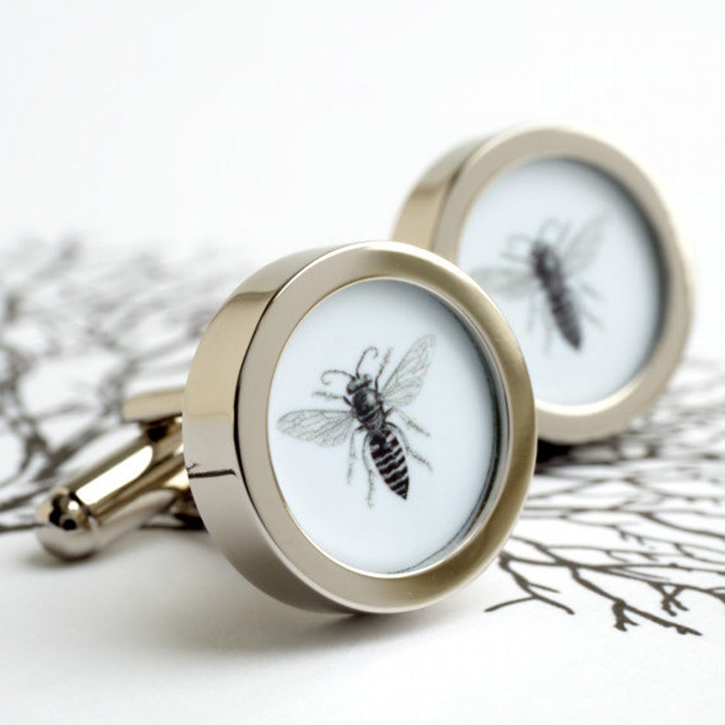 Vintage Bee Cufflinks Bee Gift Gift for Men, Personalized Bee Art Gift ...