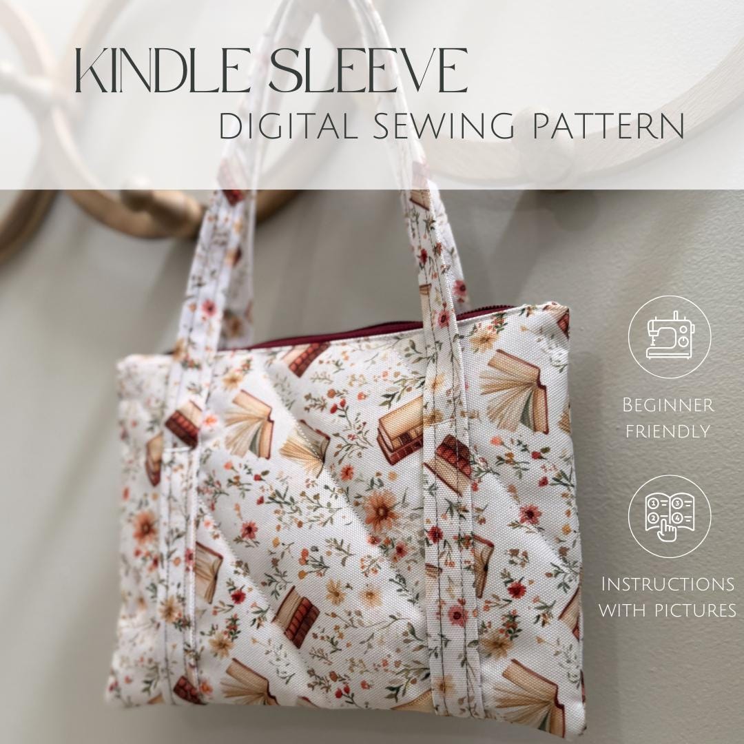 PDF Sewing Pattern – Kindle Sleeve With Zipper & Handles | Tablet Case ...