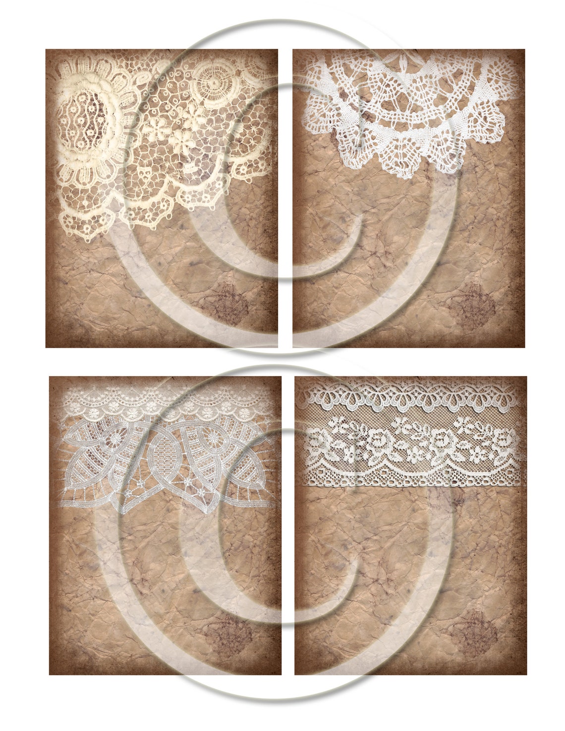 Vintage Lace Scrap Cards Digital Download for Junk Journal Planners ...