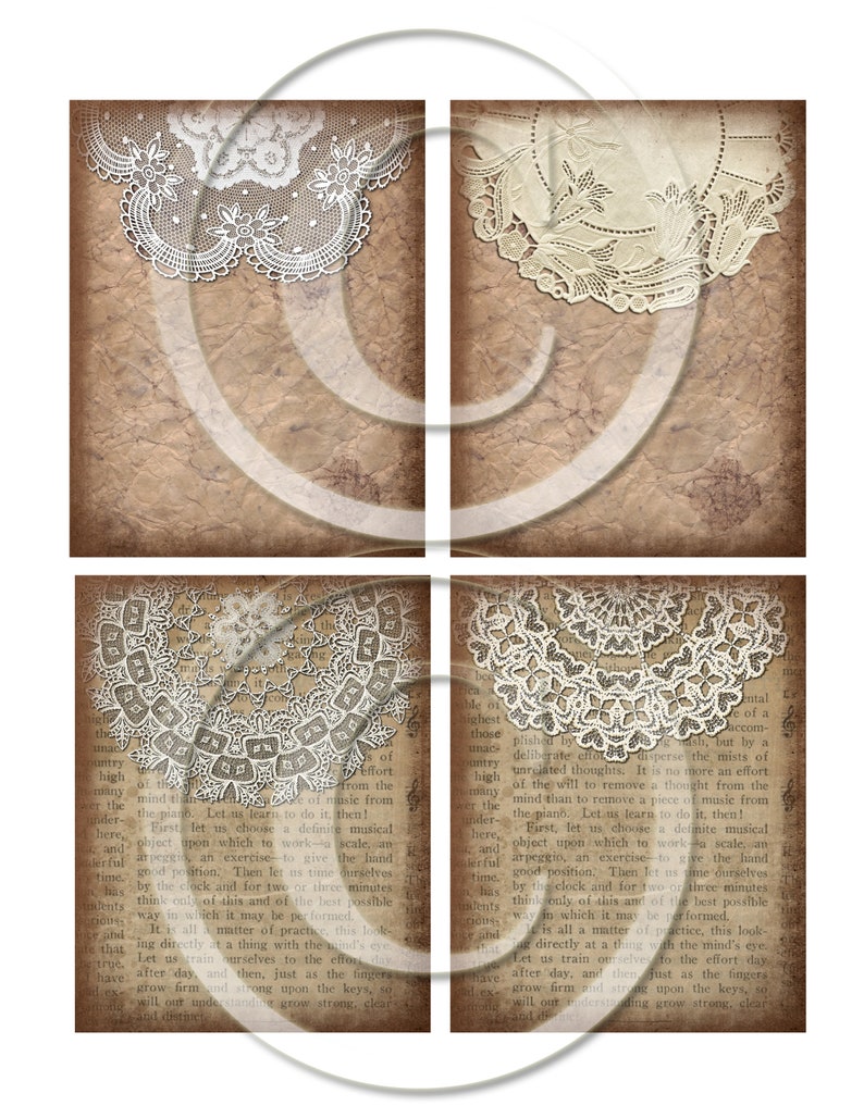 Vintage Lace Scrap Cards Digital Download for Junk Journal Planners ...