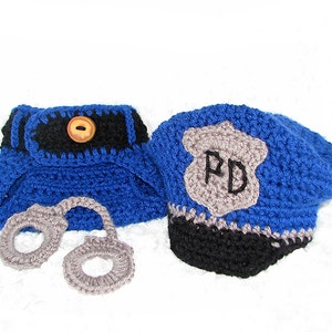 Baby Police Officer Hat and Diaper Cover Set, Baby Cop Set, Baby ...