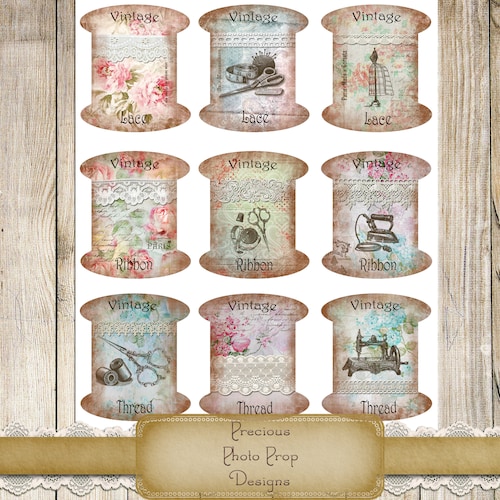 Vintage Sewing Spools Digital Download Printable Sewing - Etsy