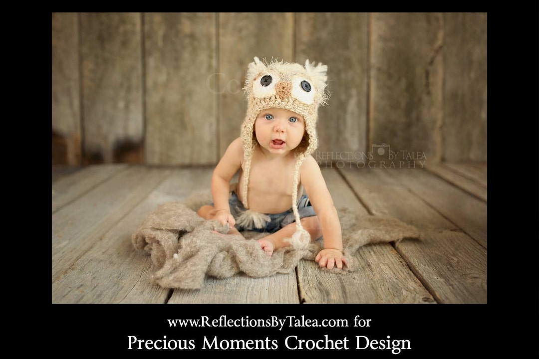 Newborn Owl Hat Beige Owl Fuzzy Baby Owl Hat Crochet Hat Photo Prop Boy ...