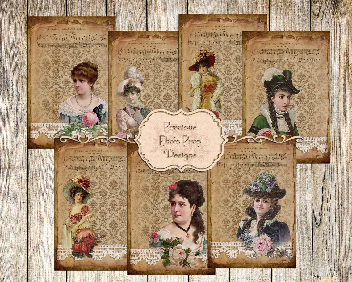 Vintage Lady and Roses Ephemera Printable for Junk Journals - Etsy