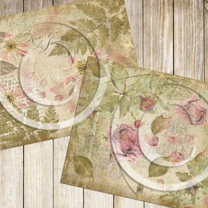 Vintage Nature Leaves and Flowers Collage Paper Kit Printable for Junk ...
