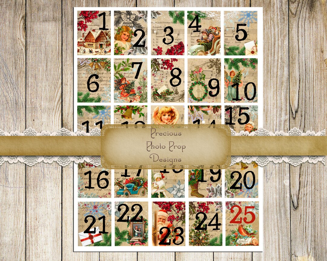 Christmas Numbers Printable for Junk Journals Planners Digital ...