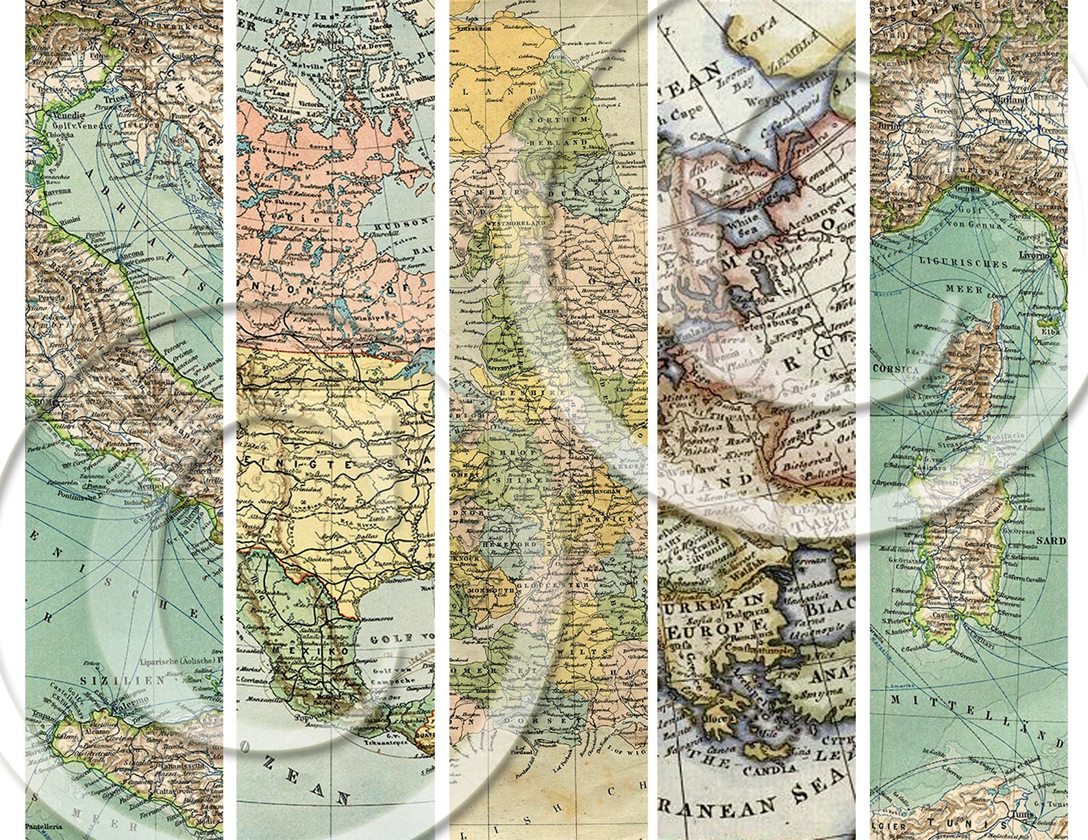 Vintage Printable Rip Strips for Junk Journals Vintage Maps - Etsy