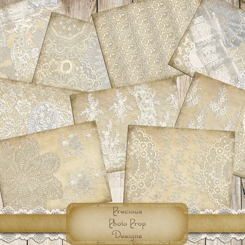 Vintage Lace Printable Digital Paper Antique Lace Junk - Etsy