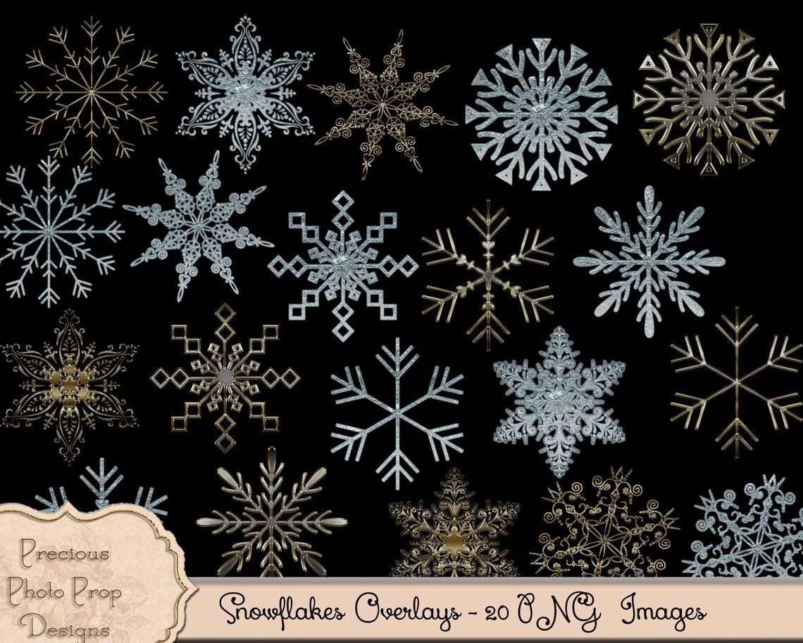 Snowflakes Overlays PNG Images for Greeting Cards Photos - Etsy
