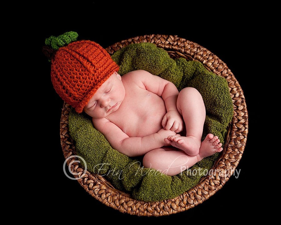 Newborn Baby Pumpkin Hat, Fall Hat for Baby Crochet PHOTO PROP, Infant ...