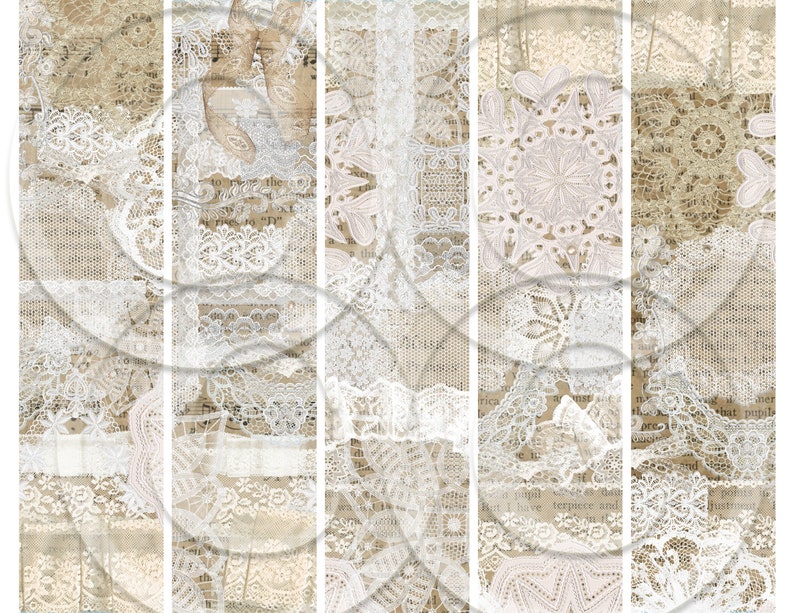 Vintage Printable Rip Strips for Junk Journals, Lace Scraps Border ...
