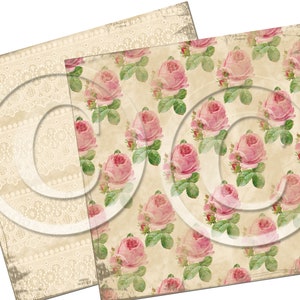 Digital Vintage Roses and Lace Background Paper for Junk Journals ...