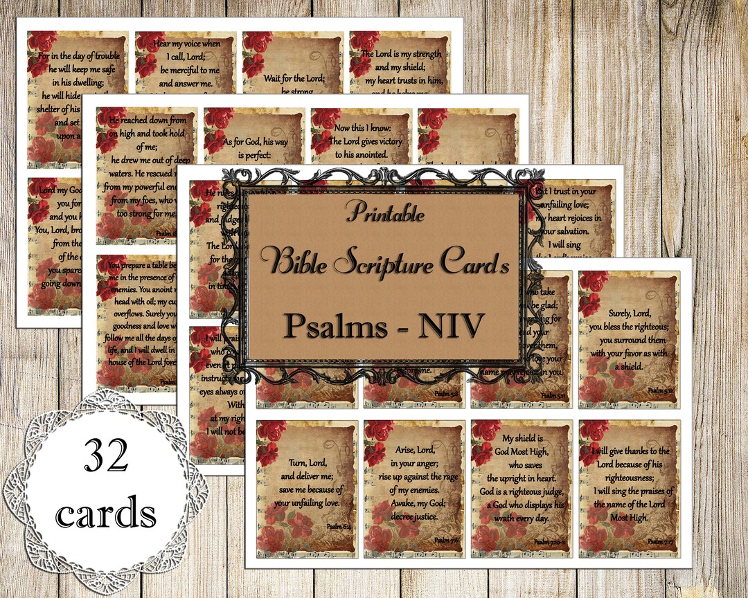 Printable Bible Scripture Psalms Cards, Set of 32 Bible Verses Cards ...