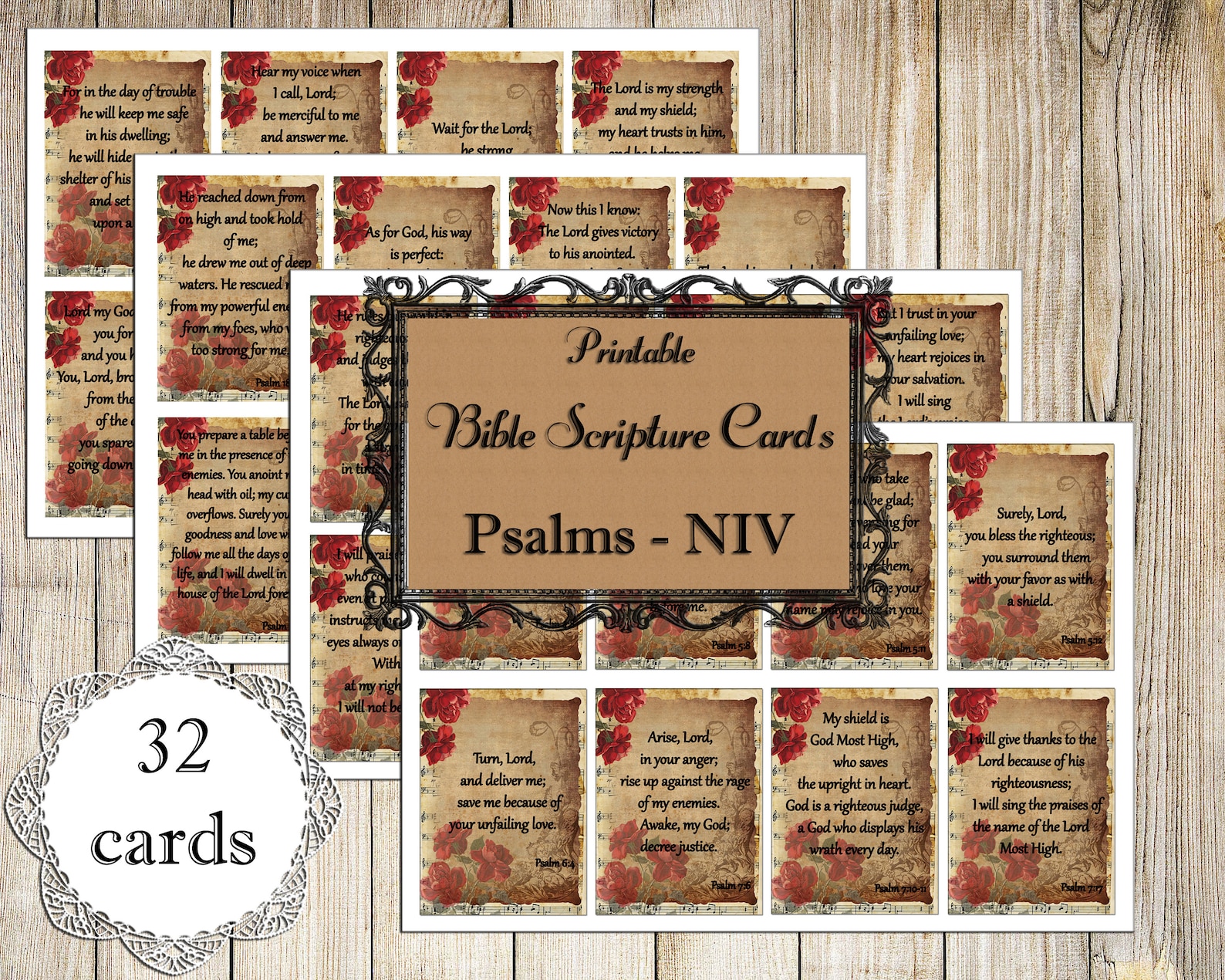 Printable Bible Scripture Psalms Cards Set of 32 Bible Verses - Etsy
