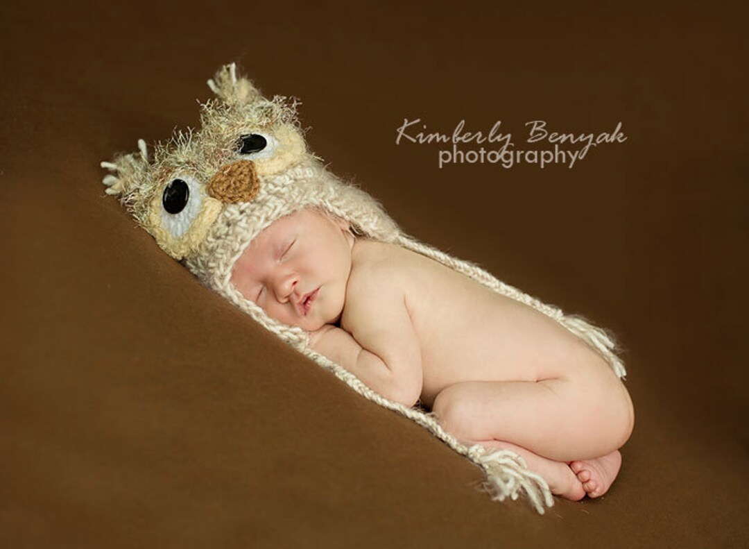 Newborn Owl Hat - Fuzzy Baby Owl Hat - Baby Crochet Hat Photo Prop - Etsy