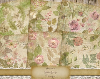 Vintage Nature Leaves Collage Paper Kit Printable for Junk | Etsy