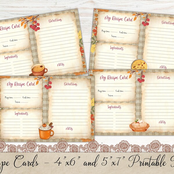 Fall Recipe Cards - Etsy