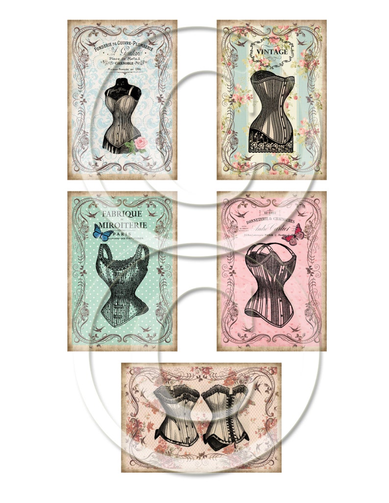 Vintage Lady Corset Cards Digital Download for Junk Journal | Etsy