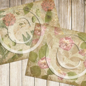 Vintage Nature Leaves and Flowers Collage Paper Kit Printable for Junk ...