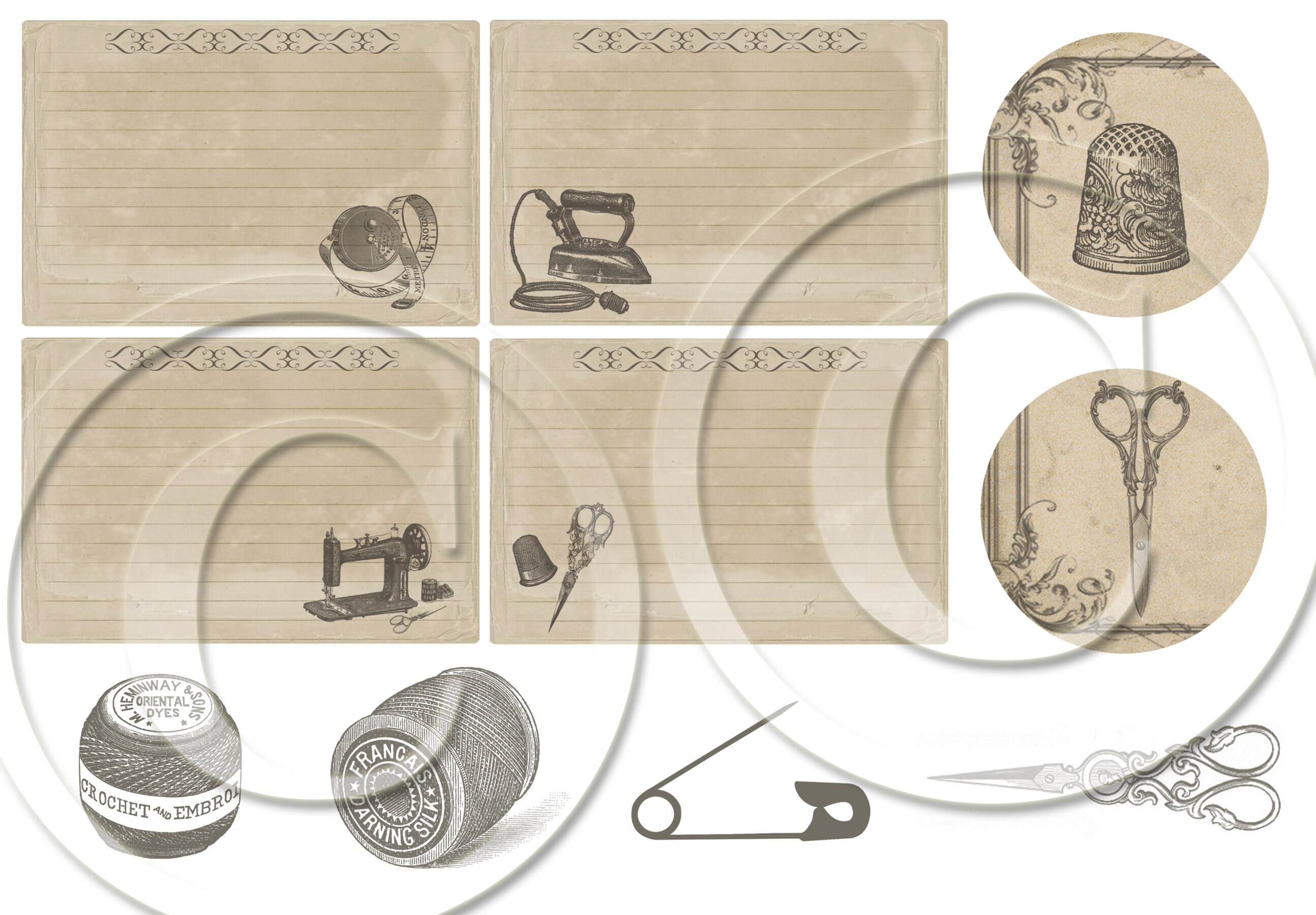 Vintage Sewing Ephemera Kit Printable for Junk Journals - Etsy