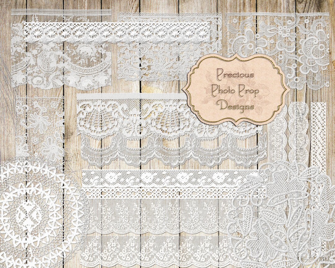 Vintage Lace Kit Clipart for Junk Journals, Lace Doilies Trims Digital ...