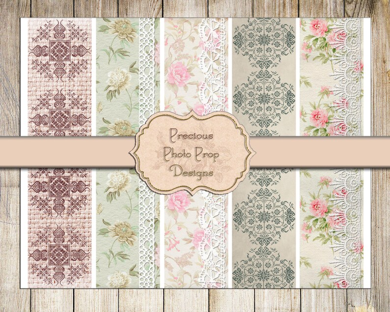 Vintage Printable Rip Strips for Junk Journals, Shabby Lace Floral ...