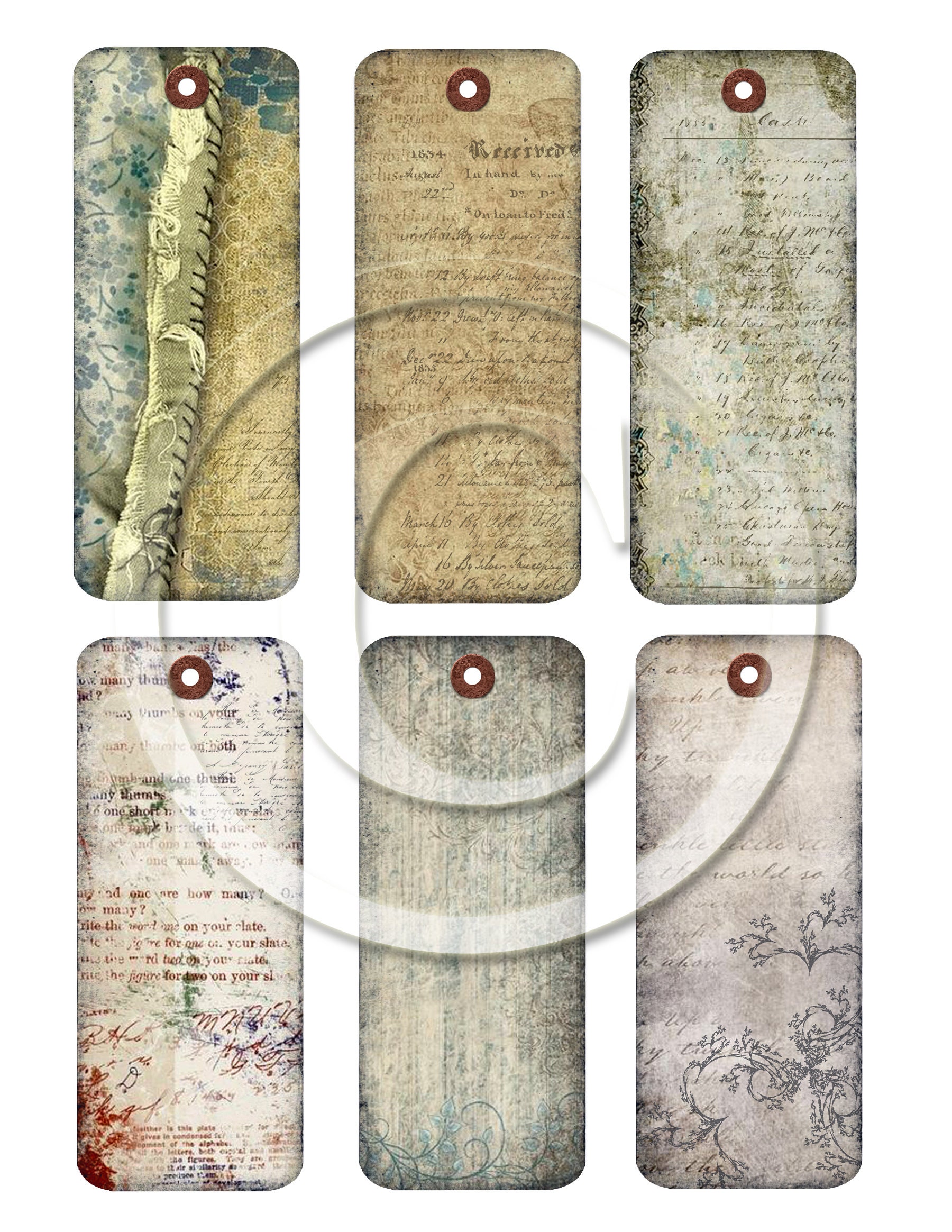 Vintage Tags Ephemera Printable for Junk Journals, Digital Grungy ...