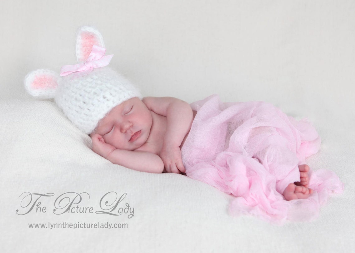 Baby Bunny Hat Newborn Bunny Hat with Bow Baby Girl Bunny | Etsy