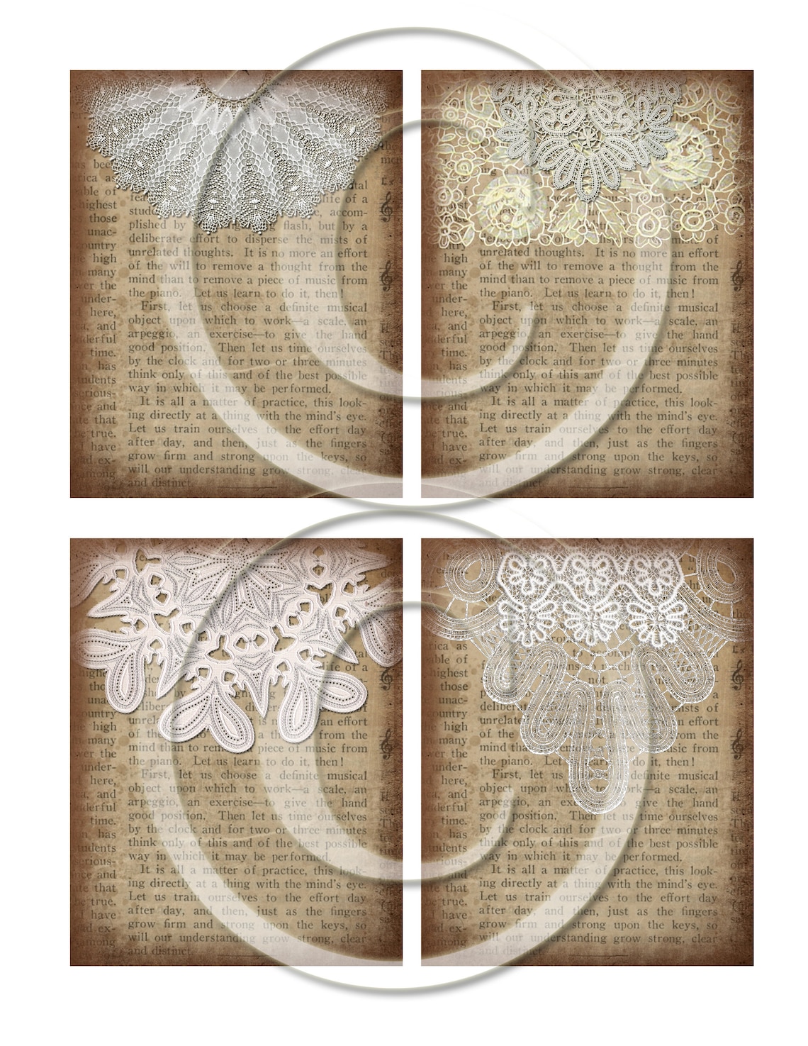 Vintage Lace Scrap Cards Digital Download for Junk Journal Planners ...