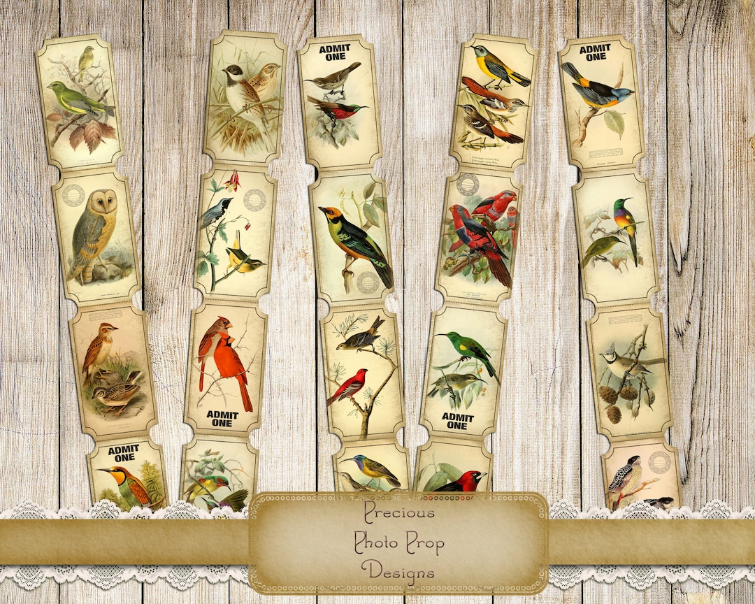 Vintage Birds Ephemera Tickets Printable for Junk Journals Planers and ...