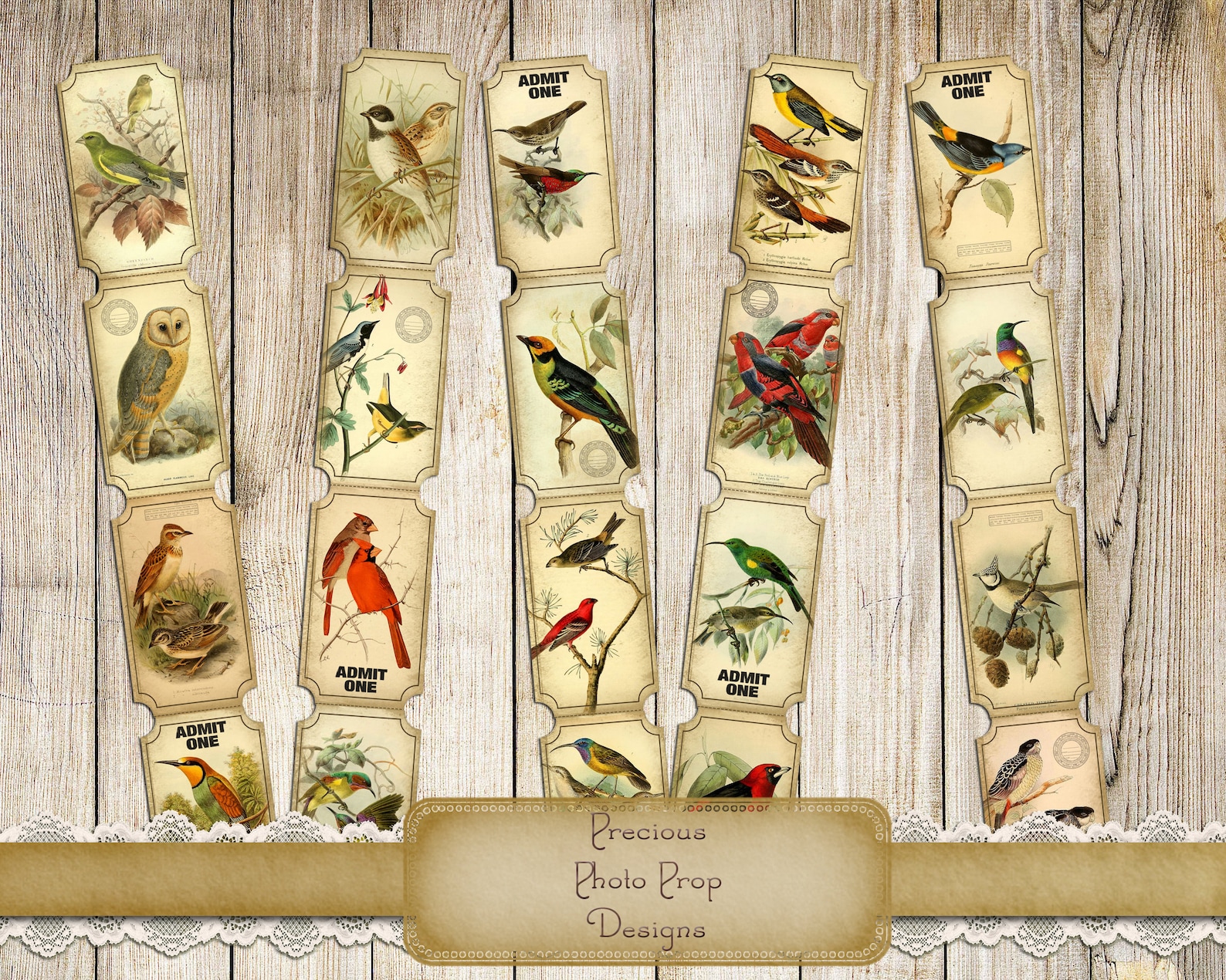 Vintage Birds Ephemera Tickets Printable for Junk Journals | Etsy
