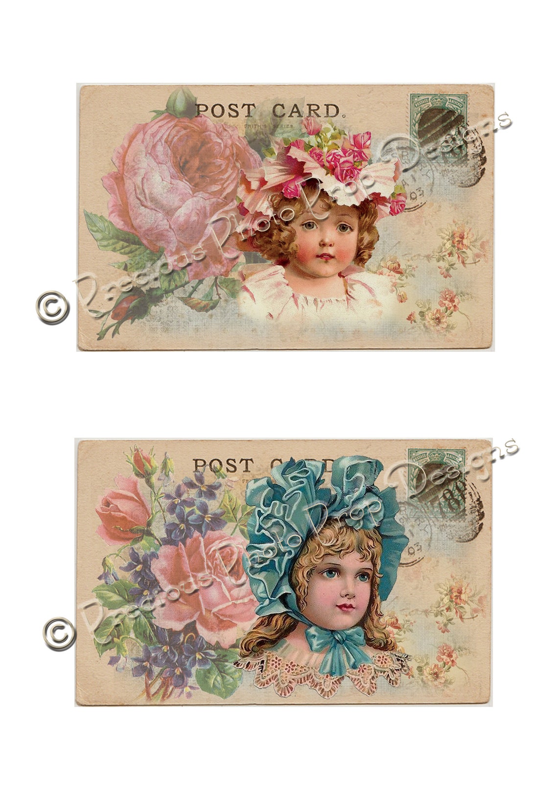 Junk Journal Printable, Vintage Children Postcards for Journals ...