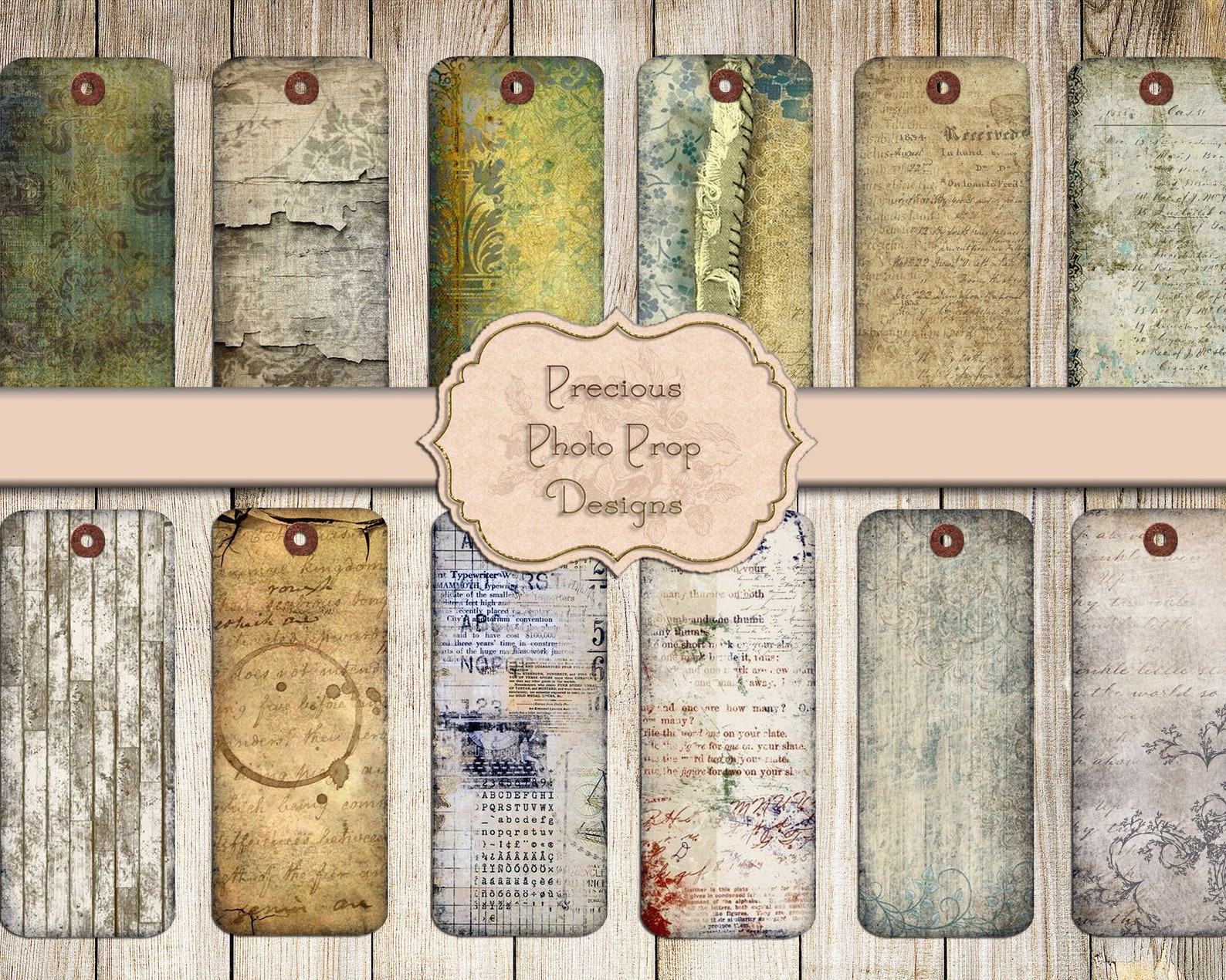 Vintage Tags Ephemera Printable for Junk Journals, Digital Grungy ...