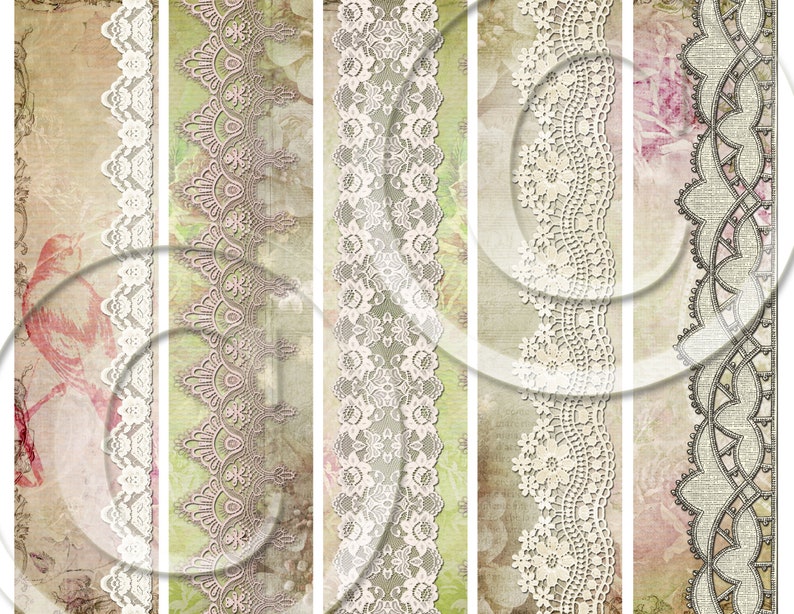 Vintage Printable Rip Strips for Junk Journals Shabby Lace - Etsy