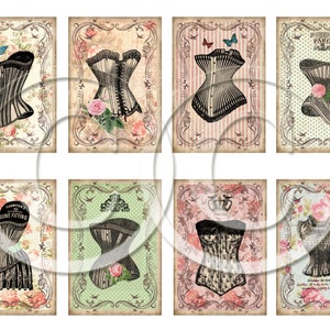Vintage Lady Corset Cards Digital Download for Junk Journal Planners ...