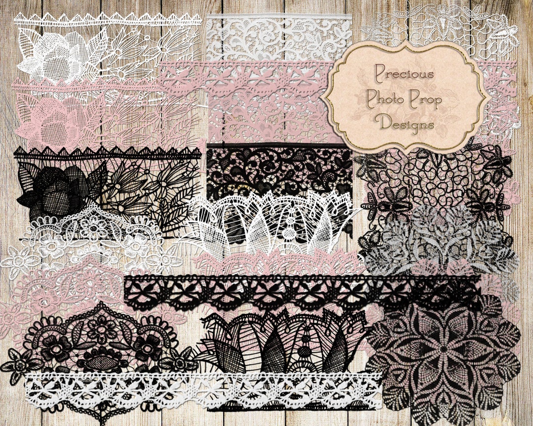Vintage Lace Kit Clipart for Junk Journals, Lace Doilies Trims Digital ...